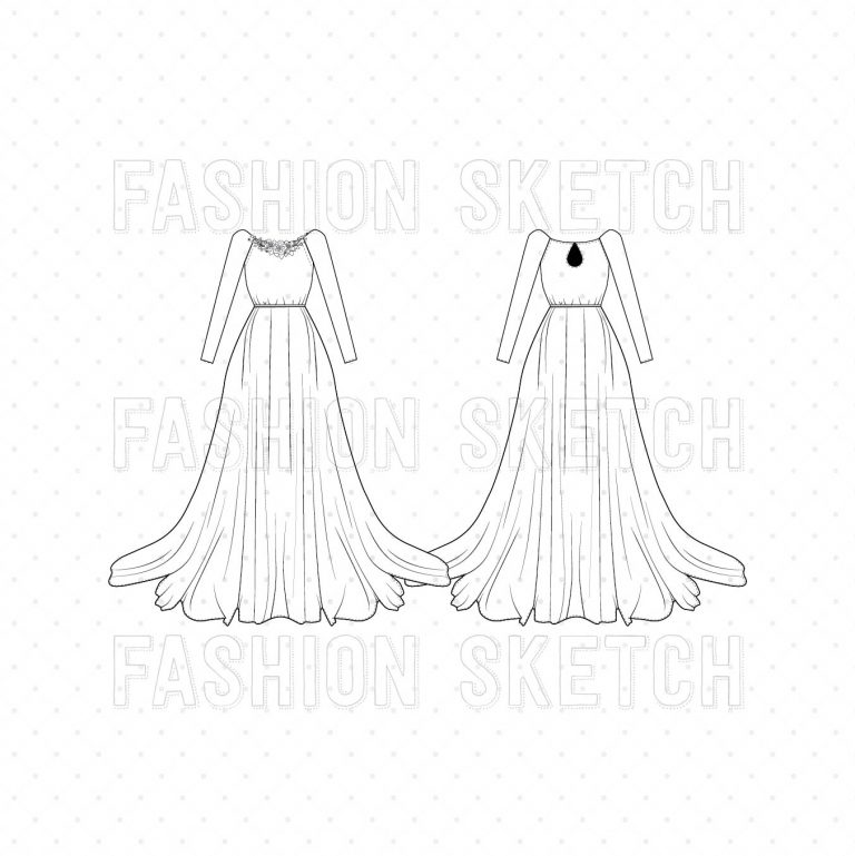 A-Line Wedding Dress - Fashion Sketch