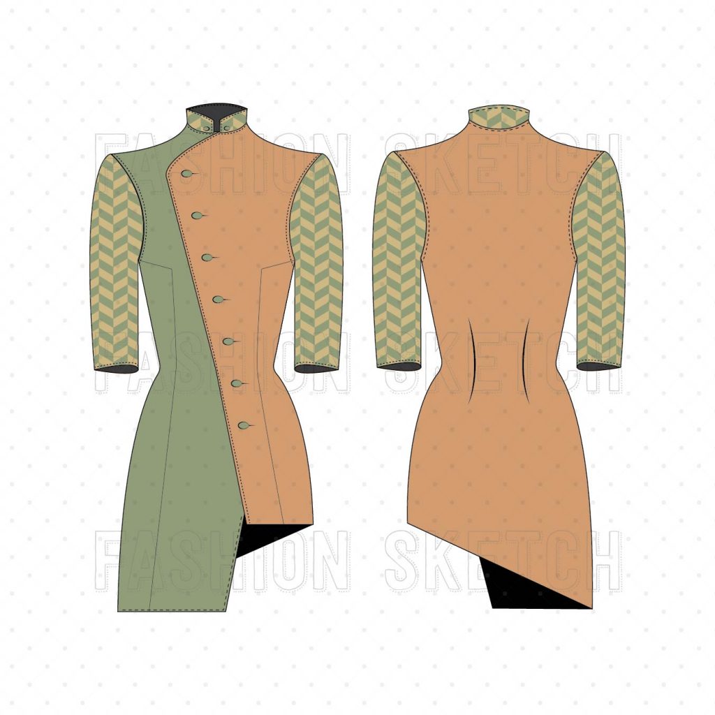 Asymmetrical Jacket - Fashion Sketch